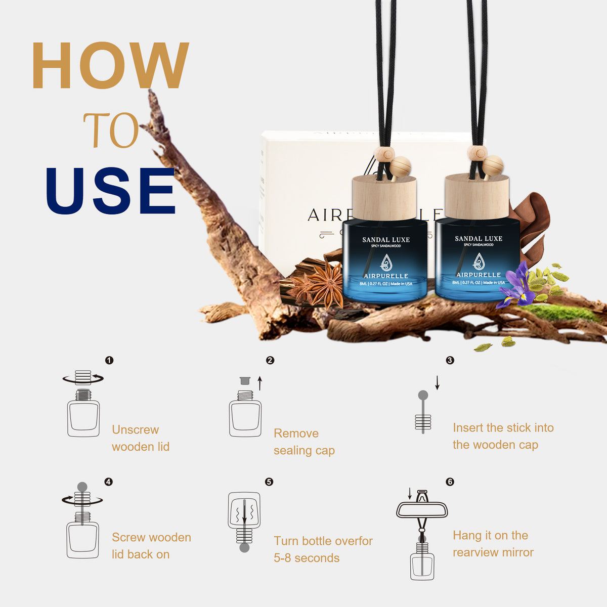 Santal Luxe Car Air Freshener | AirPurelle – ABAmerica